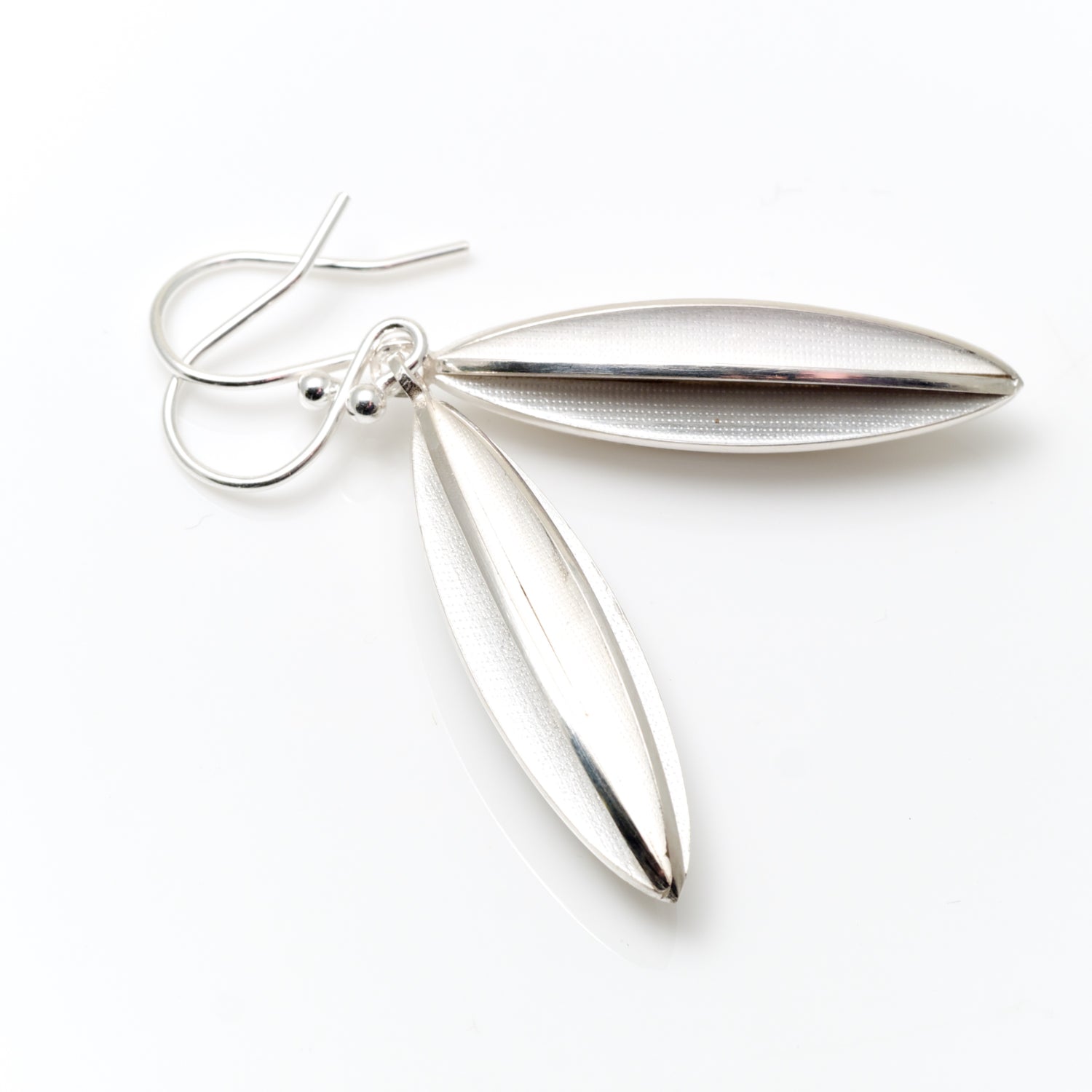 Silver Slender Pod Drop Earrings