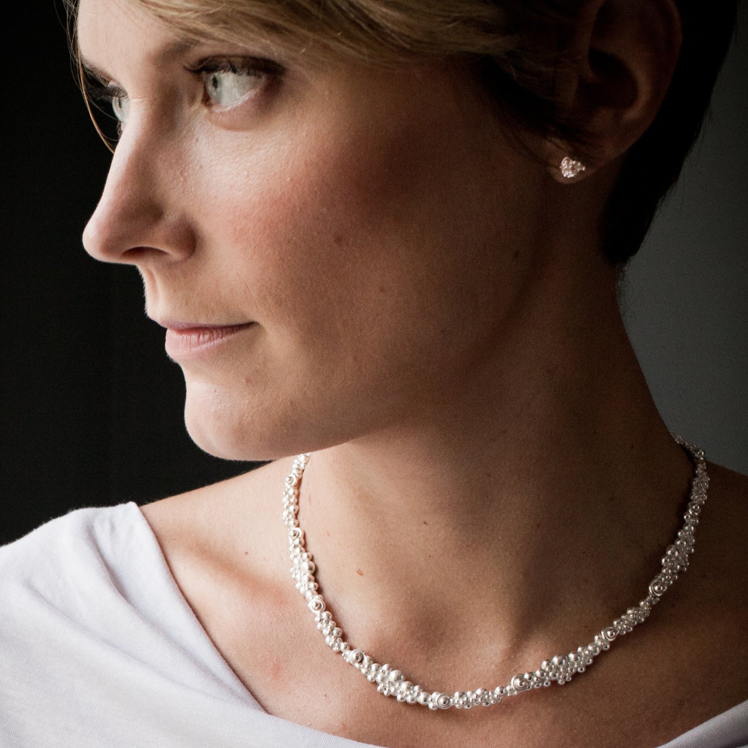 Silver Beaded Continuous Necklace