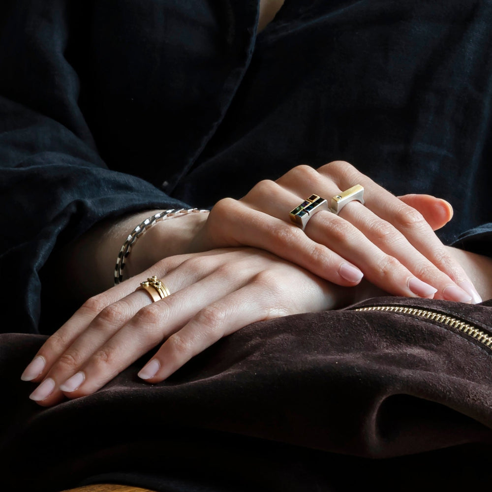 Gold 9ct Diamond Flat Stacking Rings